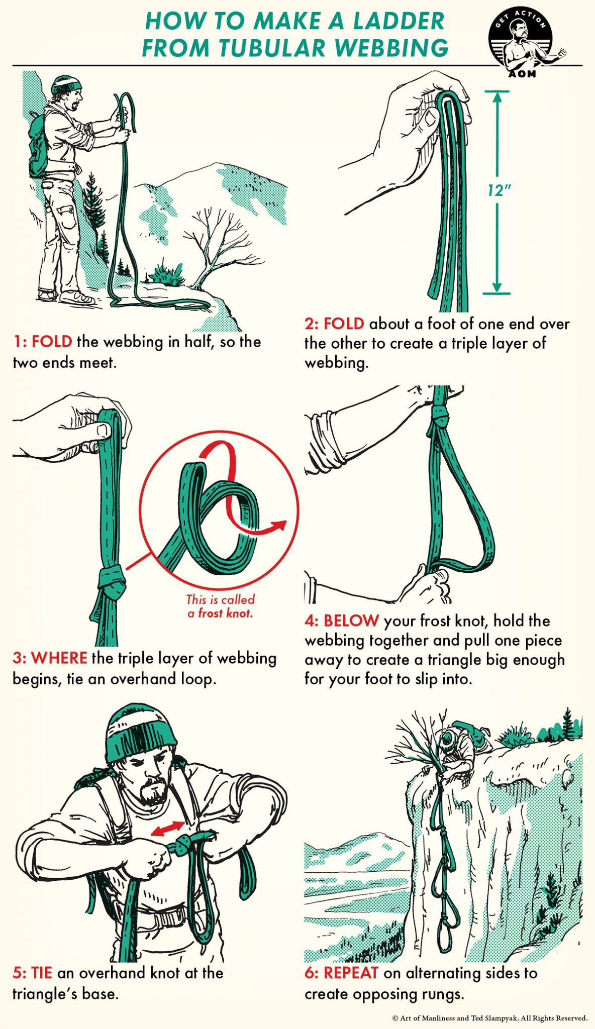 How to Make a Ladder (or Etrier) From Webbing | Art of Manliness