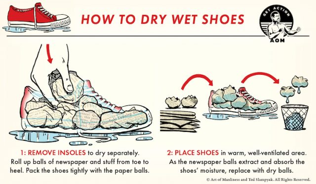 How to Effectively Dry Wet Shoes | The Art of Manliness