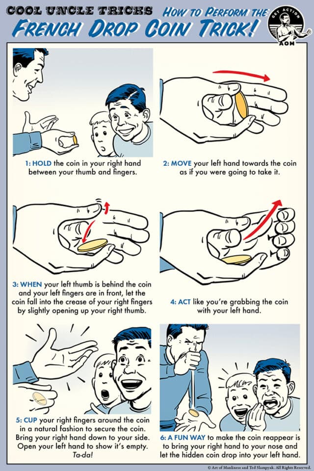 Cool Uncle Tricks: How to Perform the French Drop Coin Trick | The Art ...